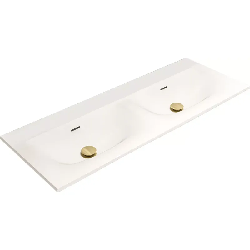 Tissino Cellini Solid Surface Matt Finish Double Basin 1200 No Tap Hole