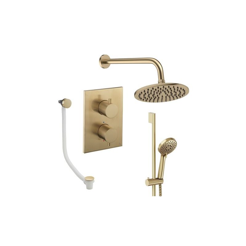 Crosswater Crossbox Shower Set 10 Brushed Brass 200mm