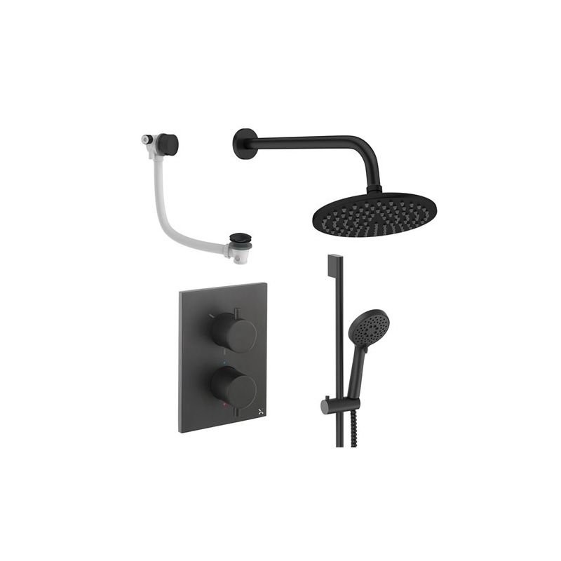 Crosswater Crossbox Shower Set 10 Matt Black 200mm