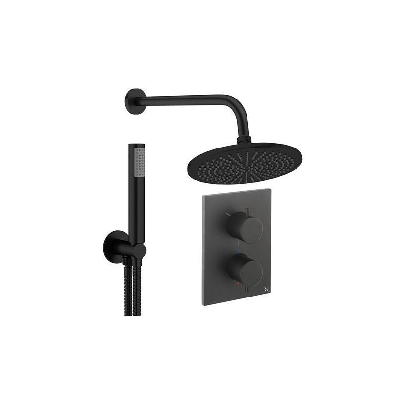 Crosswater Crossbox Shower Set 3 Matt Black 300mm