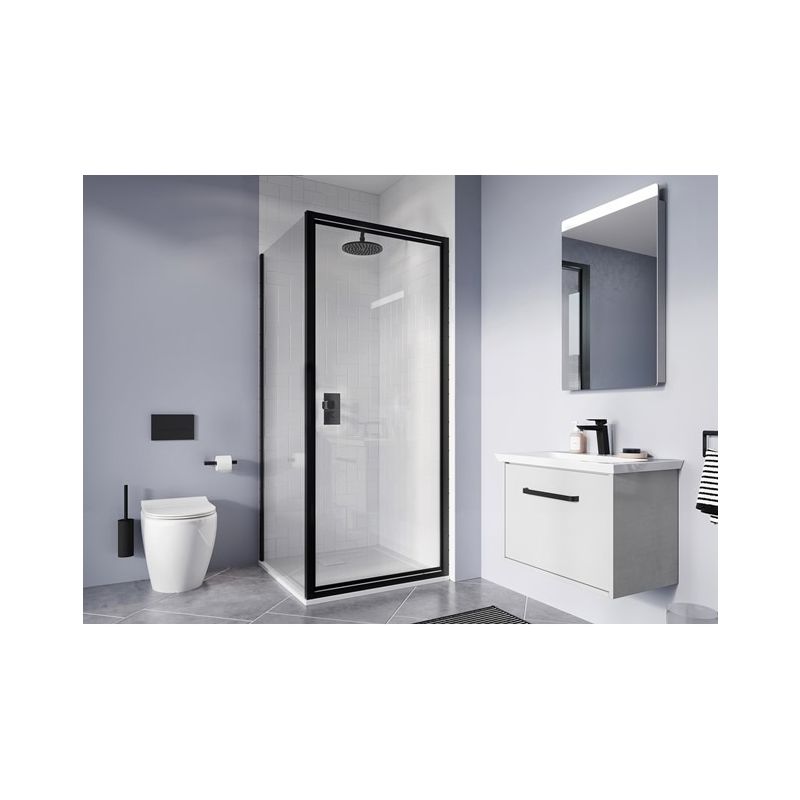 Crosswater Clear 6 Pivot Door & Side Panel Matt Black