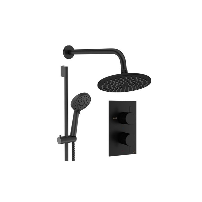 Crosswater Design Shower Set 4 Matt Black 200mm