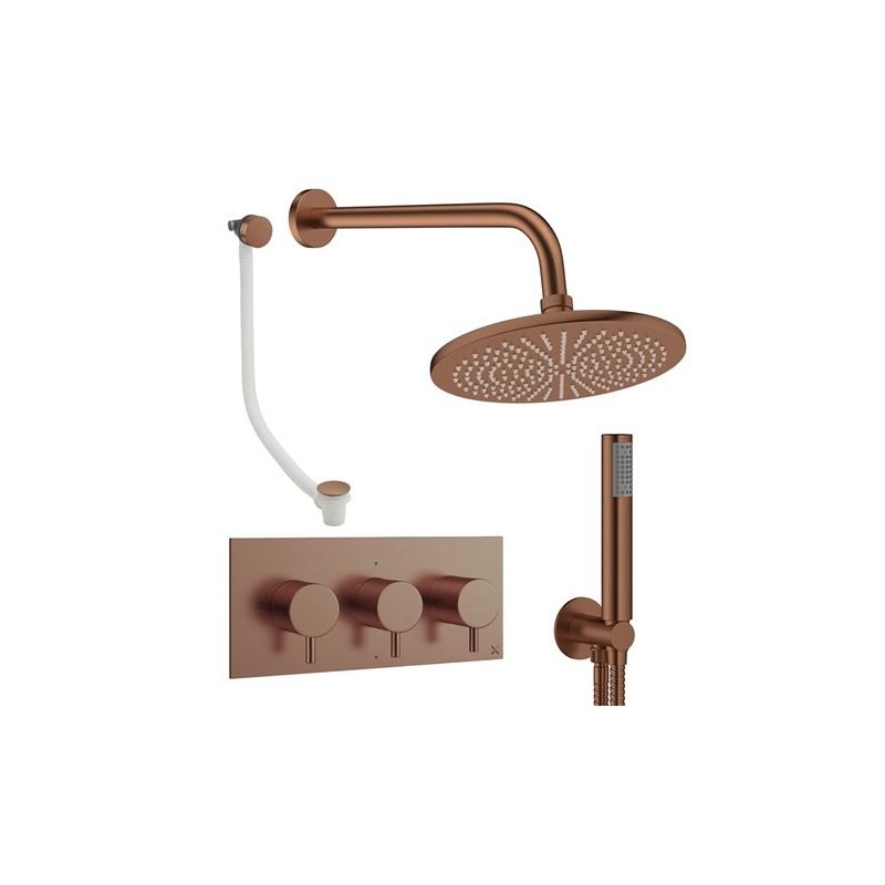 Crosswater Design Shower Set 8 Brushed Bronze 300mm