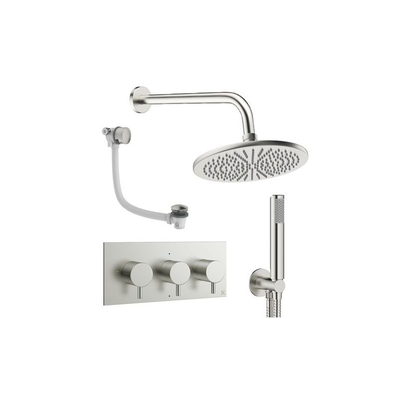 Crosswater Design Shower Set 8 Brushed Nickel 300mm