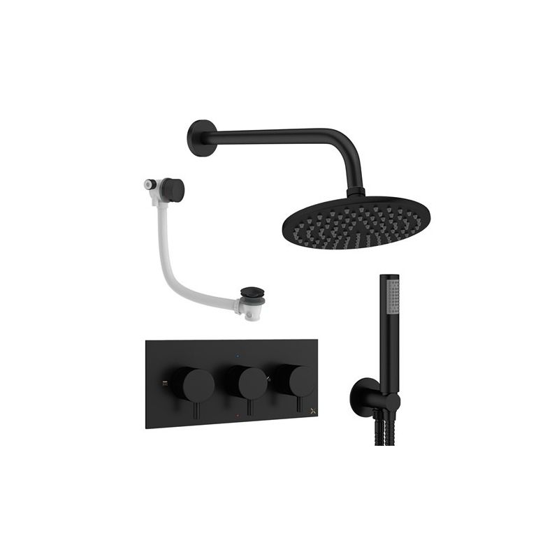 Crosswater Design Shower Set 8 Matt Black 200mm