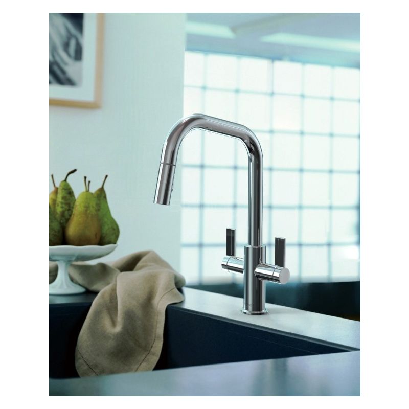 Clearwater Kira U Spout Kitchen mixer Tap with Pull-out spray Chrome