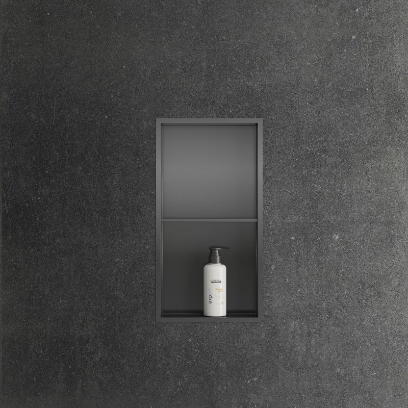 Bath Style Niche Dual Non Lit 600 x 300mm Brushed Gunmetal Black