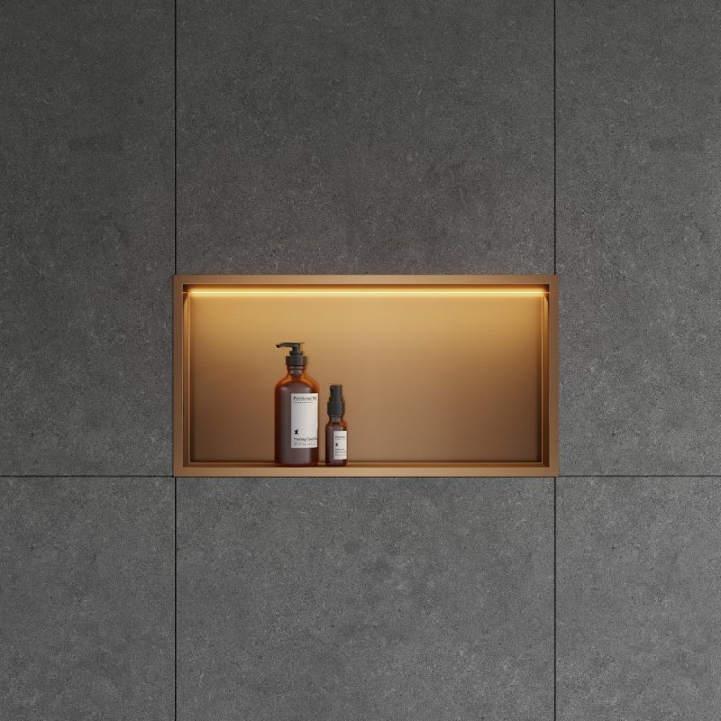 Bath Style Niche With LED Light 600 x 300mm Brushed Bronze