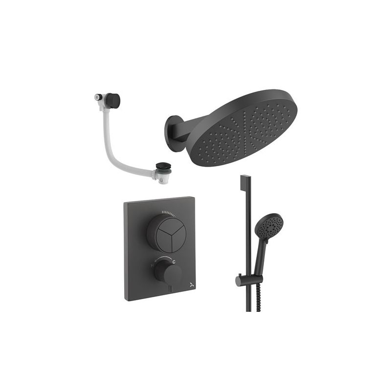 Crosswater Push Shower Set 10 Matt Black