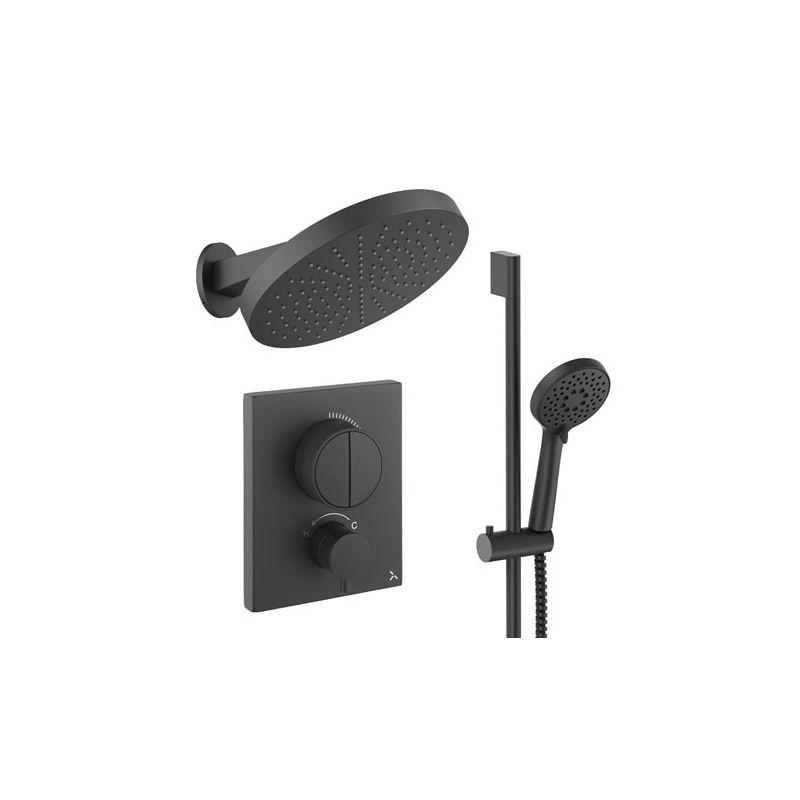 Crosswater Push Shower Set 5 Matt Black