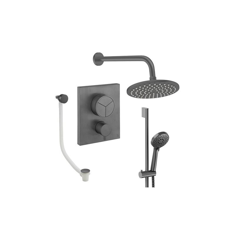 Crosswater Push Shower Set 8 Slate 200mm