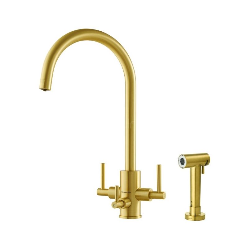 Clearwater Stella Kitchen mixer filter Tap with Rinse Brushed Brass