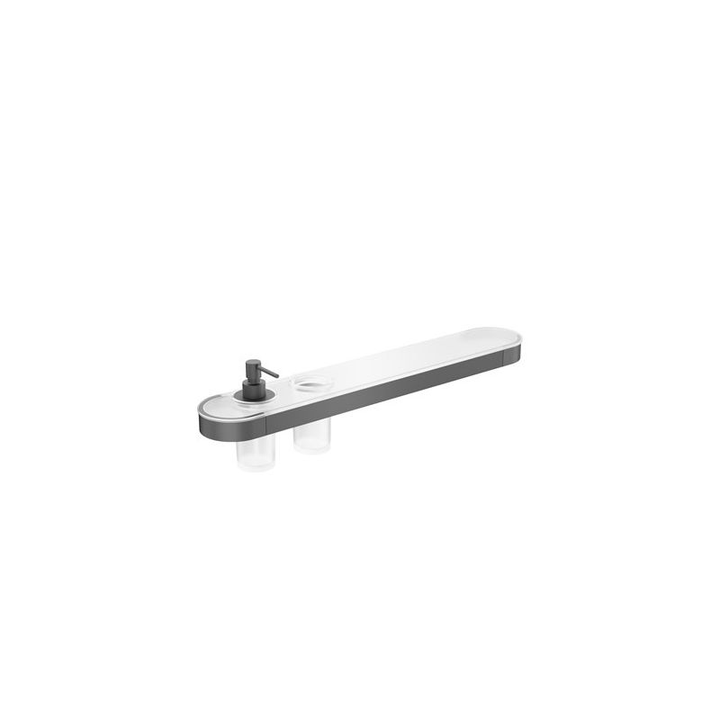 Crosswater Velo Round Tray Soap Dispenser & Tumbler Holder Slate