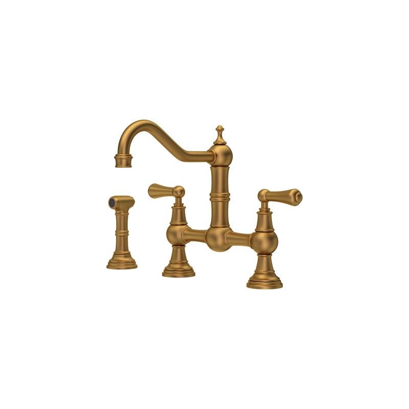 Perrin & Rowe Provence Bridge with levers & rinse Kitchen mixer Tap ...