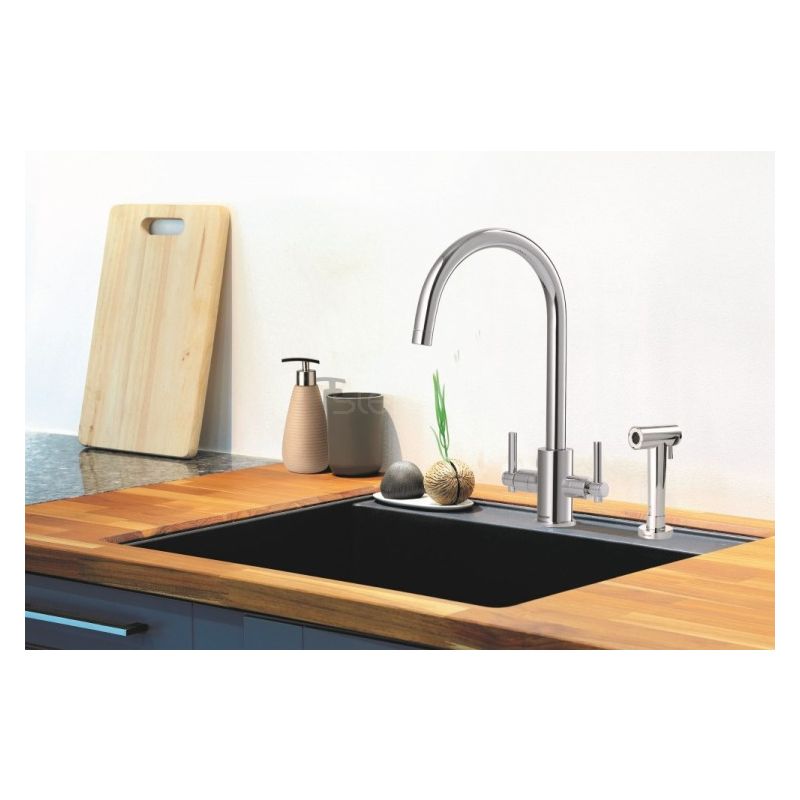 Clearwater Rococo Mono Kitchen mixer Tap with Rinse Chrome