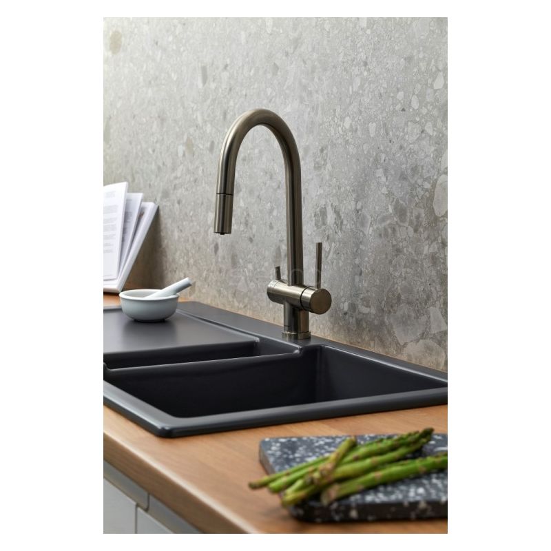 Clearwater Toledo Kitchen mixer Filter Tap with Pull Out spray Brushed ...