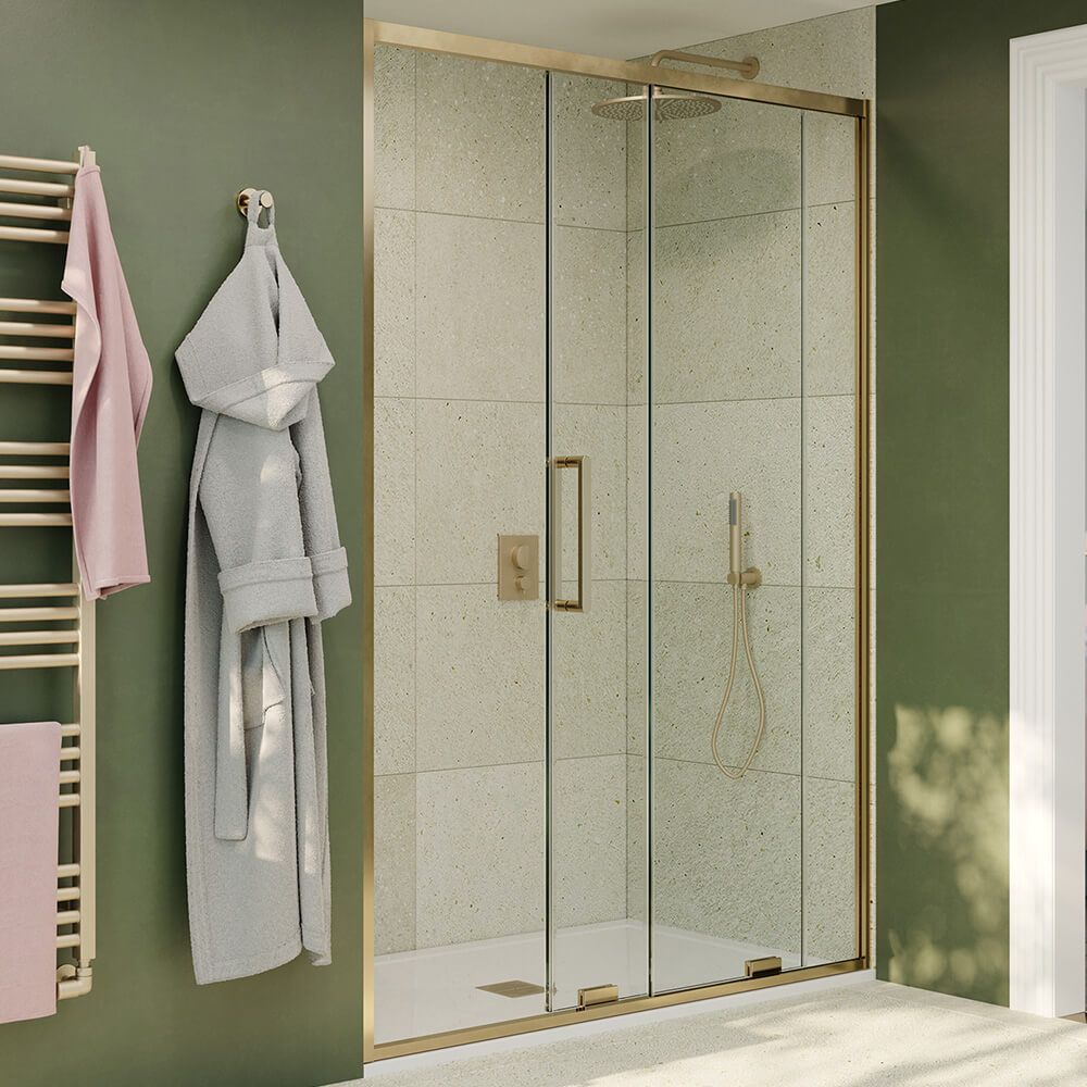 Crosswater Optix 10 Brushed Brass Single Sliding Shower Door